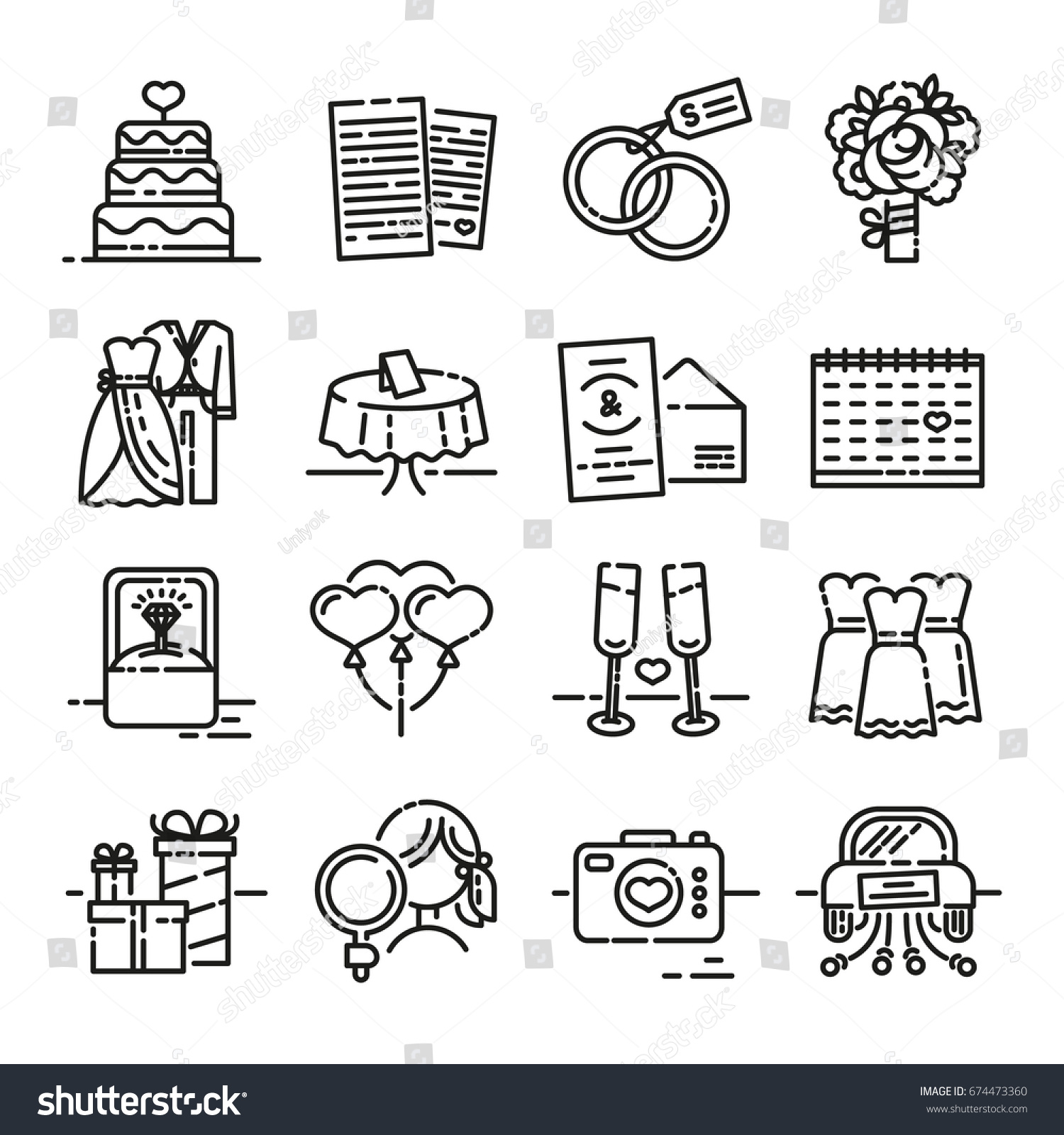 Symbols For Wedding Invitations Set Line Icon Wedding Symbols Groom ...